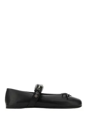 Miu Miu Leather Ballerinas - Black