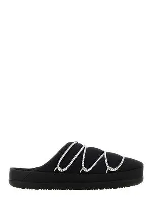 Moon Boot Fabric Slippers - Black