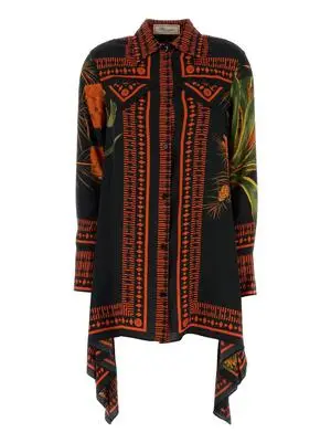 Blumarine Printed Twill Shirt Dress - Multicolor