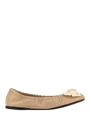 Prada Beige Leather Ballerinas - Brown
