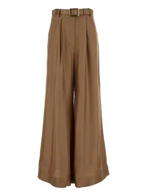 Zimmermann Satin Wide-leg Pant - Brown