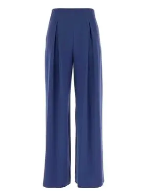 Max Mara Stretch Satin Palude Palazzo Pant - Blue