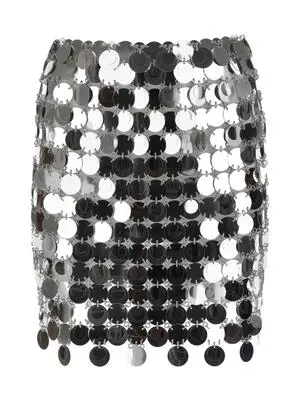 Rabanne Maxi Sequins Mini Skirt - Silver