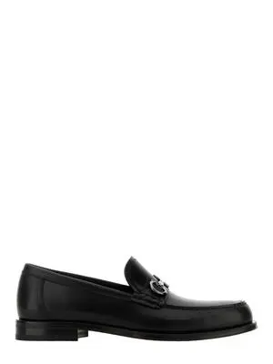 FERRAGAMO Leather Teatro Loafers - Black