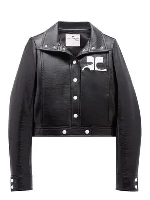 COURREGES Vinyl High Neck Jacket - Black