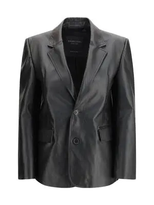 Balenciaga Standard Leather Jacket - Black