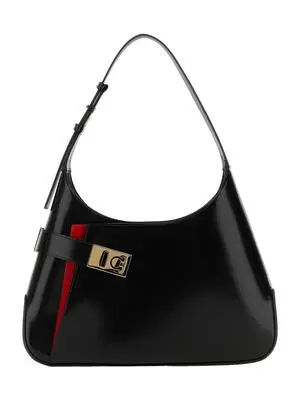 FERRAGAMO Leather Large Arch Shoulder Bag - Black