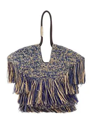 Zimmermann Raffia Goldentime Shopping Bag - Blue