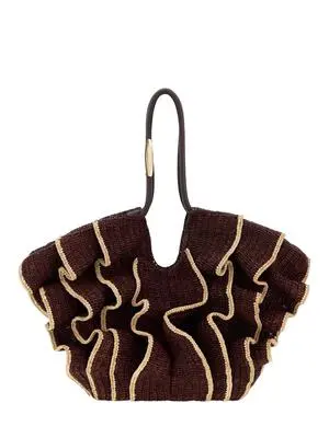 Zimmermann Chocolate Raffia Medium Goldentime Shopping Bag - Brown