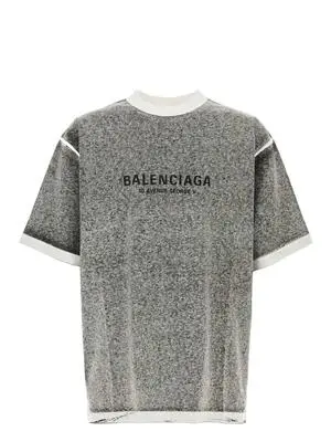 Balenciaga Melange Grey Cotton Oversize T-shirt - Gray