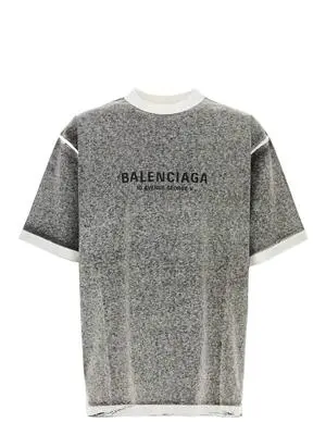 Balenciaga Melange Grey Cotton Oversize T-shirt - Gray