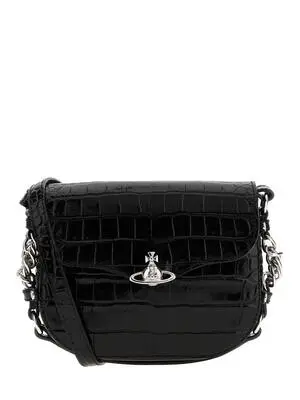 VIVIENNE WESTWOOD Leather Hunter Shoulder Bag - Black