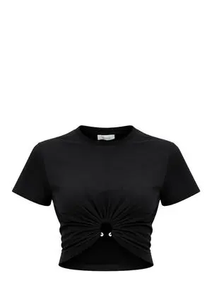 Rabanne Cropped Cotton T-shirt - Black