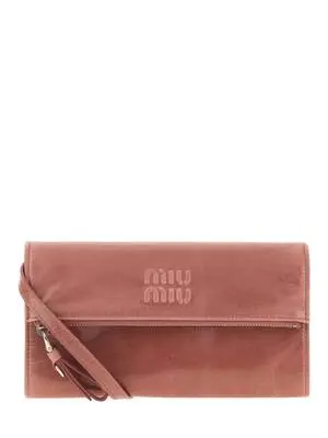 Miu Miu Antiqued Leather Pouch - Pink