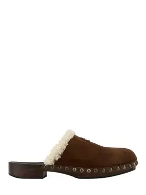Miu Miu Suede Clogs - Brown