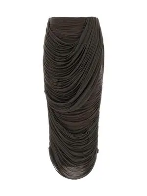 Magda Butrym Stretch Cupro Ruched Skirt - Brown