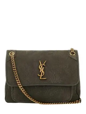 Saint Laurent Saint Laurent Suede Niki Shoulder Bag Gray