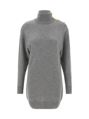 Balmain Cashmere Wool Dress - Gray