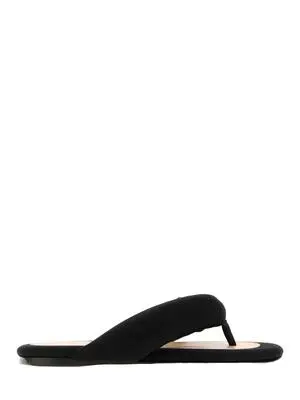 Carven Satin Thong Slippers - Black