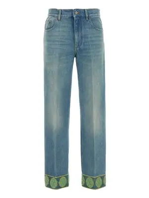 Valentino Garavani Embellished Denim Jeans - Blue