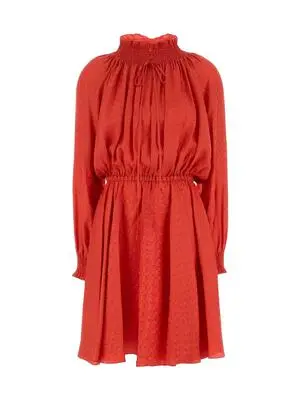 Fendi Coral Silk Mini Dress - Red