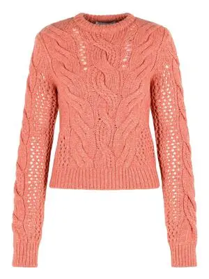 Sportmax Radio' Crewneck Sweater With Wool Blend Braids - Pink