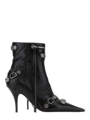 Balenciaga Leather Cagole Ankle Boots - Black