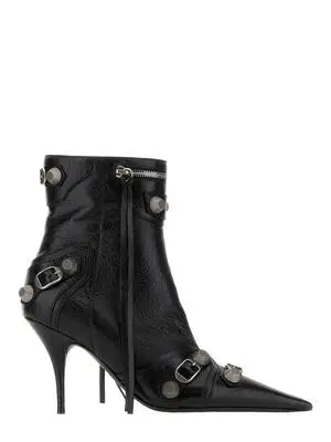 Balenciaga Leather Cagole Ankle Boots - Black