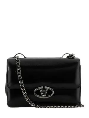 Valentino Garavani Leather Small Vlogo Shoulder Bag - Black