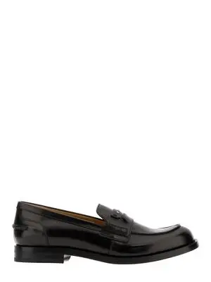 Fendi Leather Ateneo Loafers - Black