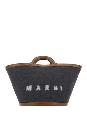 Marni Two-tone Felt And Leather Small Tropicalia Summer Handbag - Multicolor