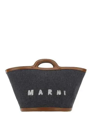 Marni Tropicalia Two-tone Felt And Leather Handbag - Multicolor