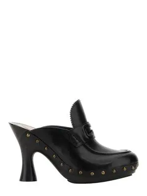 Burberry Leather Mules - Black