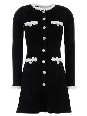SELF-PORTRAIT Chenille Mini Dress - Black