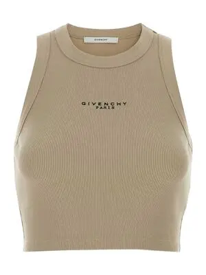 Givenchy Beige Stretch Cotton Crop-top - Brown