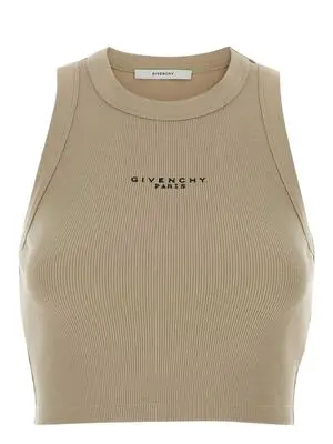 Givenchy GIVENCHY Stretch Cotton Crop-Top Brown