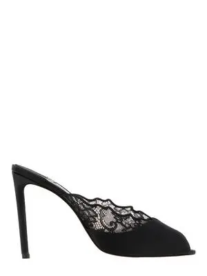 JIMMY CHOO Satin And Lace Brigitte Mules - Black