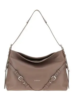 Givenchy Dove Grey Leather Medium Voyou Shoulder Bag - Gray