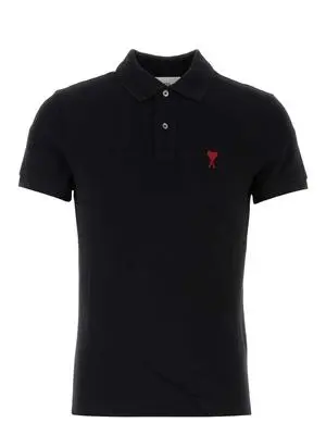 AMI Paris Piquet Polo Shirt - Black