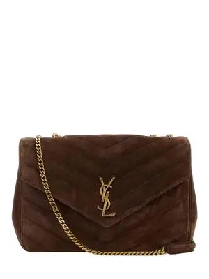 Saint Laurent Suede Large Lou Lou Shoulder Bag - Brown