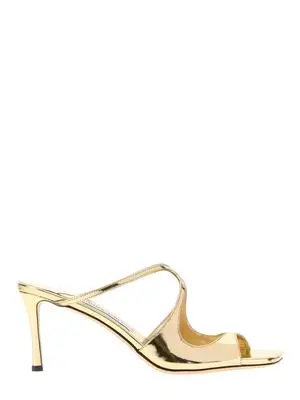 JIMMY CHOO JIMMY CHOO Metallic Leather Anise 75 Mules Gold