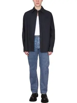 Bottega Veneta Camicia In Twill Di Cotone - Blue