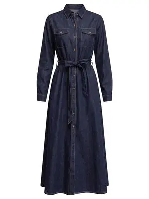 TANTRA SPAIN SL Denim Midi Shirt Dress - Black