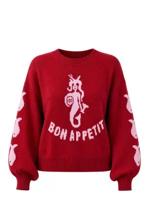 PALM COLLECTIVE Bon Appetit Mermaid Knit Sweater Deep - Red