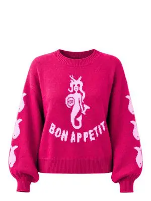 PALM COLLECTIVE Bon Appetit Mermaid Knit Sweater - Pink