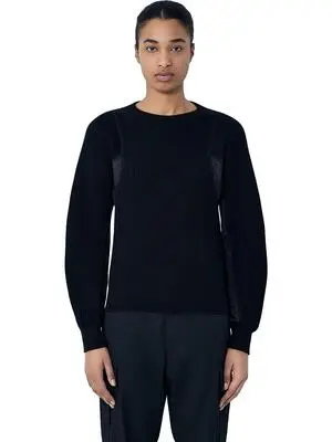 Moncler Ribbed Knit Sweater With Contrast Panels - Black