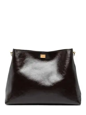 Dolce & Gabbana Logo Plaque Shoulder Bag - Brown