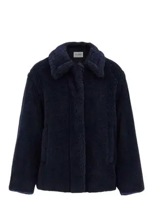 Max Mara Fuggito Alpaca And Wool Teddy Short Coat - Blue