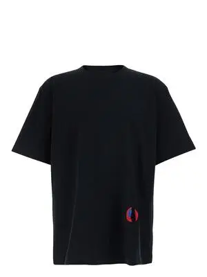 Bottega Veneta Black Crew Neck T-shirt With Front Embroidery In Cotton For - Multicolor
