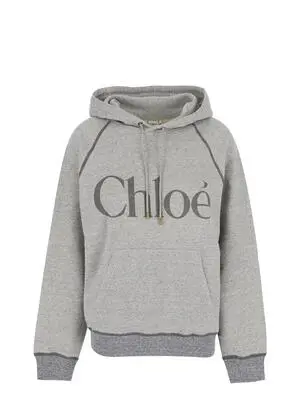 Chloé Grey Sweatshirt With Front Logo Lettering In Cotton Blend - Multicolor